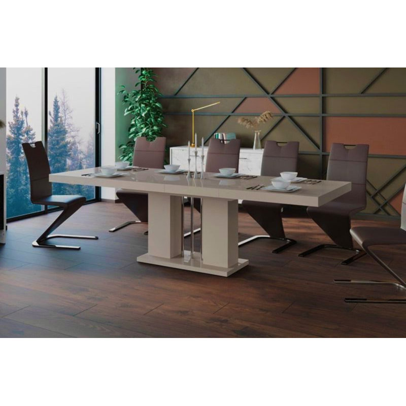 Orren Ellis Saruhan Extendable Pedestal Dining Table Reviews Wayfair